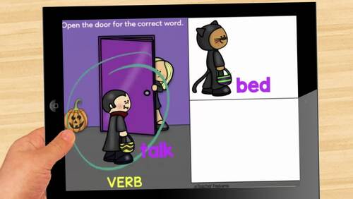 HALLOWEEN Trick or Treat BOOM CARDS PARTS OF SPEECH with Adjectives ...