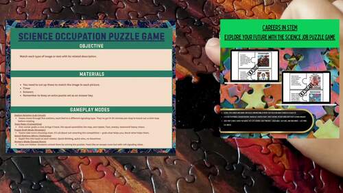 STEM Career Exploration Occupation Puzzle Science Card Game for Elementary