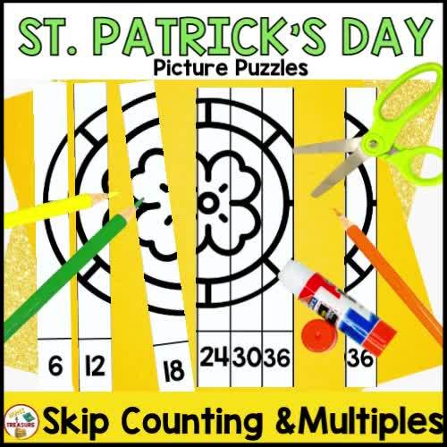 St. Patrick's Day Counting, Skip Counting, and Multiples Puzzles