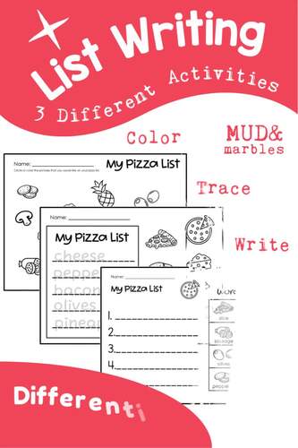 Pizza List Writing & Sequencing Activities | Fine Motor & Pre-Writing ...