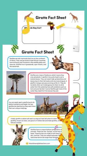 Giraffes Can't Dance Story Activity Pack by Learn with theOET | TPT