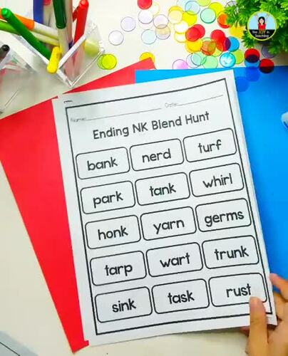 Ending NK Blend Worksheet by The Joy in Teaching | TPT