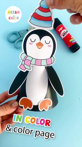 TWO Penguin Craft Printable Winter Activity Arctic Penguin Template ...