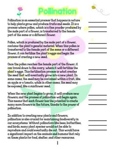 Pollination 4-8 | Multiple Choice | Matching | Writing | Close Reading ...