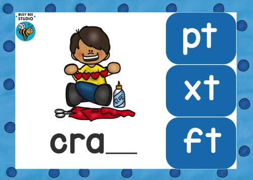 Final Consonant Blends CT FT PT XT Boom Cards by Busy Bee Studio