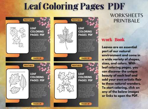 Leaf coloring pages pdf new years by English For Kids ABC | TPT