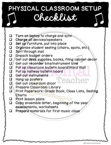 Music Classroom Checklists for Back to School and End of the Year