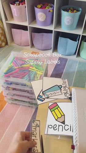 Scrapbook Box Labels for Supplies and Materials | Supply Labels | TPT