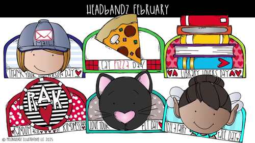 Headbandz clip art,February holidays, Toppers COMBO PACK by Melonheadz ...