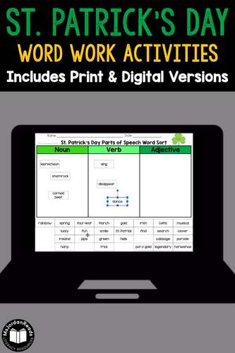 St. Patrick's Day Word Work & Literacy Activities | Print & Digital ...