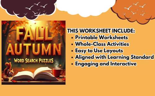 Fall Autumn Spelling And Vocabulary Word Searches 2nd,3rd,4th,5th,6th ...