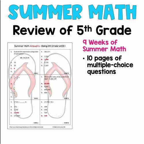 5th Grade Math Summer Review Packet Worksheets - No Prep Activities ...