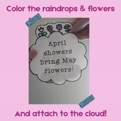 April Showers Bring May Flowers Craft - Spring Sliding Paper Pop-Up