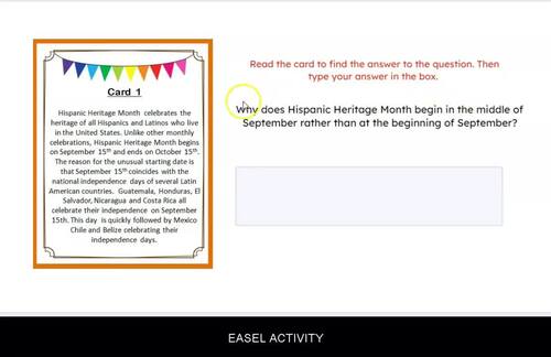 Hispanic Heritage Month Activity Scavenger Hunt with Easel Option