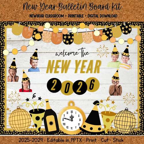 New Year Bulletin Board Kit | Welcome the New Year | Classroom Decor