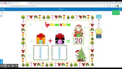 Christmas Math Boom Cards Adding Multiples of 10 Place Value Math Centers