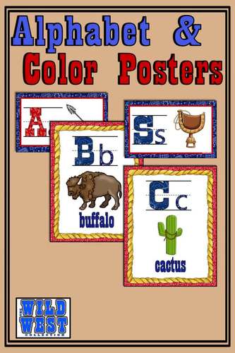 CLASSROOM DECOR Alphabet and Color Posters Wild West Theme by Barbara Evans