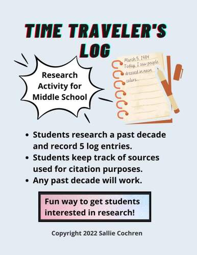 Time Traveler's Log (Research Activity for Middle School) | TPT