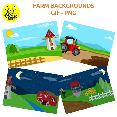 Farm Backgrounds Clipart l Country Life l Scenes l GIFs - PNG by Miau ...