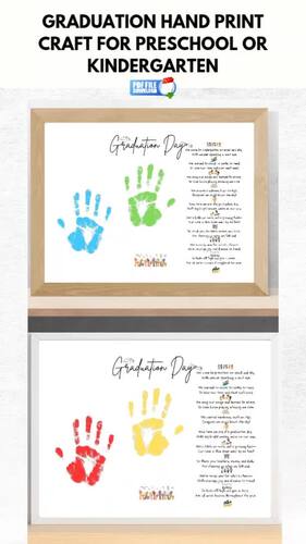 Preschool Kindergarten Graduation Handprint Craft, End of Year Keepsake,