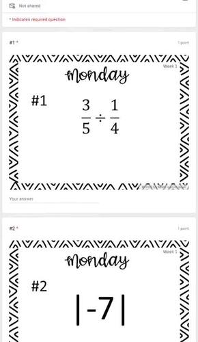 7th Grade Math Weekly Warmups | Spiral Review | Week 12 | Online Version