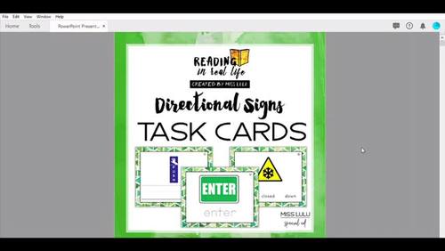 Directional Sign Task Cards {Reading in Real Life} by Miss Lulu | TpT
