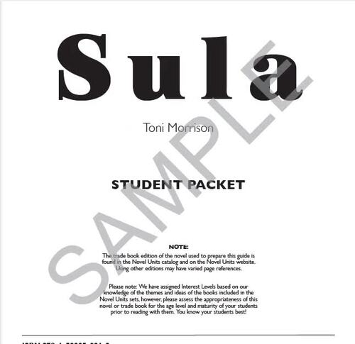 Sula Novel Units® Student Packet Novel Study | TPT