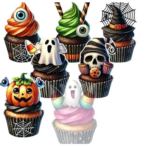 25 Halloween Cupcake Clipart PNG Set by V Design Art Shop | TPT
