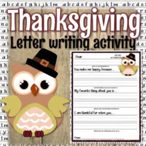 Kindergarten, 1st, 2nd Thanksgiving Activity: Letter Writing "I am ...