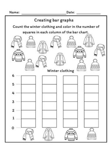 Winter & Seasonal Bar Graph Worksheets | Count & Color Graphing ...