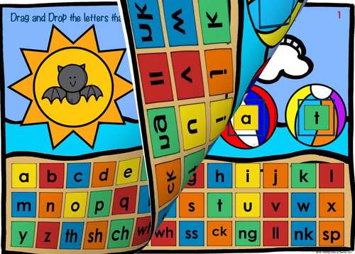Summer Build A Word for Google Slides Digital Short Vowels & Digraphs