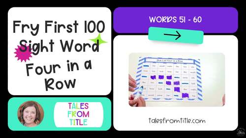 Fry Sight Words 61-70 Printable Four in a Row Game + Flashcards & Data ...