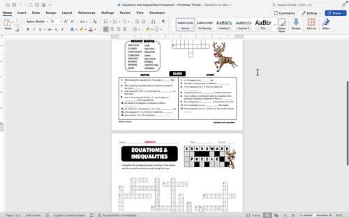 7th Grade Math Fun Worksheet Christmas Activity: Equations ...