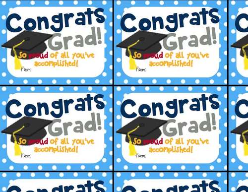 "Congrats Grad" End of Year Gift Tag- Congrats Grad! So proud of all ...