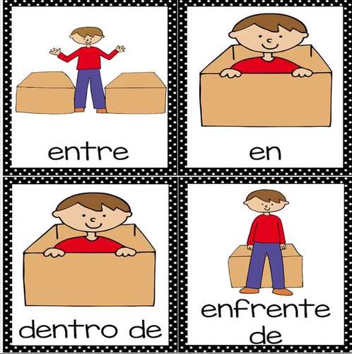 Preposition Bingo In Spanish-Las preposiciones de lugar | TpT