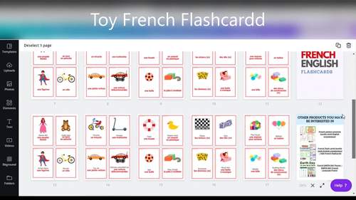 French Flashcards Toys Des Jouets by Language Forum | TPT