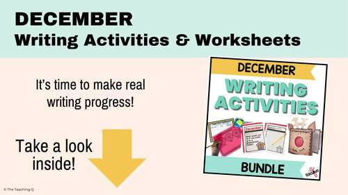 December ELA Writing Lesson Printable Activity Worksheets 1st 2nd 3rd Grade