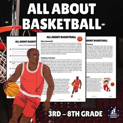 Basketball Reading Comprehension | Informational Worksheet | Grades 3 - 8