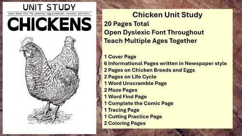 Chicken Unit Study -Dyslexia Font by Joy-Eli | TPT