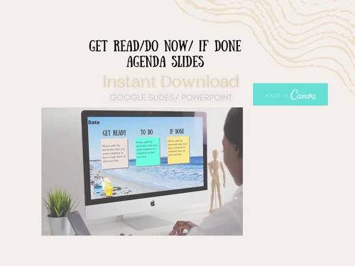 Teacher classroom Daily Agenda 5 pack of Slides Beach Theme Google slide