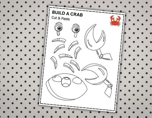 Cute Crab Craft | Summer Ocean Animal Cut, Color & Build Activity