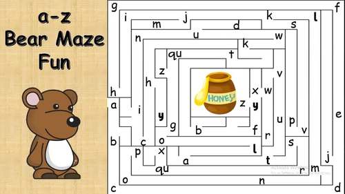 Letter Path A - Z Bear Maze Game (Letter Recognition Activity ...