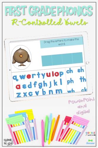 Digital Phonics for First Grade R CONTROLLED VOWELS by I Love 1st Grade