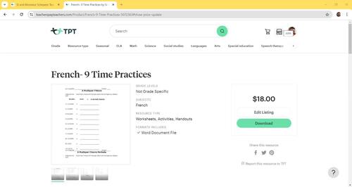 French- 9 Time Practices by Sr and Monsieur Schepeez | TPT