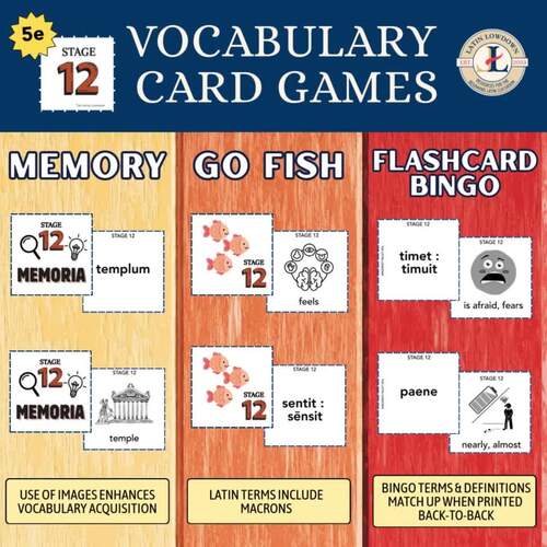 Vocabulary Card Games - CLC Stage 12 (5e) | TPT
