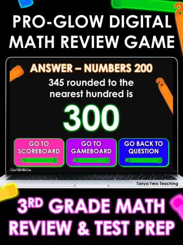 GLOW DAY 3rd Grade Math Game | Interactive Test Prep | Spiral Review