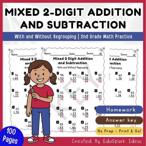 Two Digit Mixed Addition and Subtraction with and without Regrouping ...