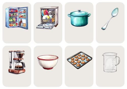 32 English-Korean Flashcards with Romaji | Kitchen Items by The Digivita