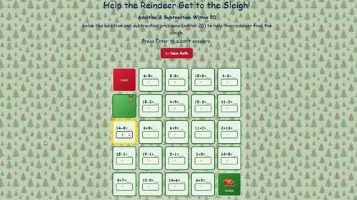 Help the Reindeer Digital Math Fact Fluency K-2 Bundle Addition ...
