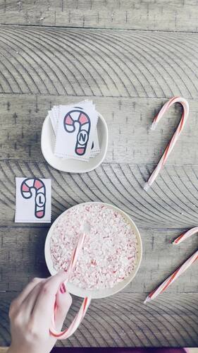 Candy Cane Sensory Writing Tray Cards | Christmas Letter, Number, Shape ...
